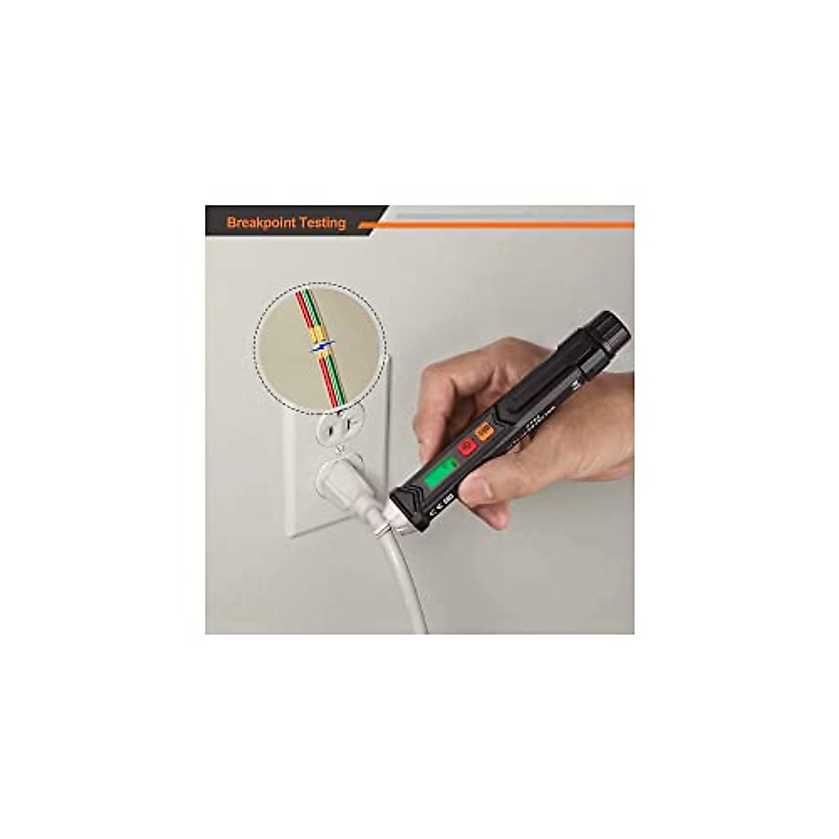 Non-Contact AC Voltage Tester with Adjustable Sensitivity, LCD Display