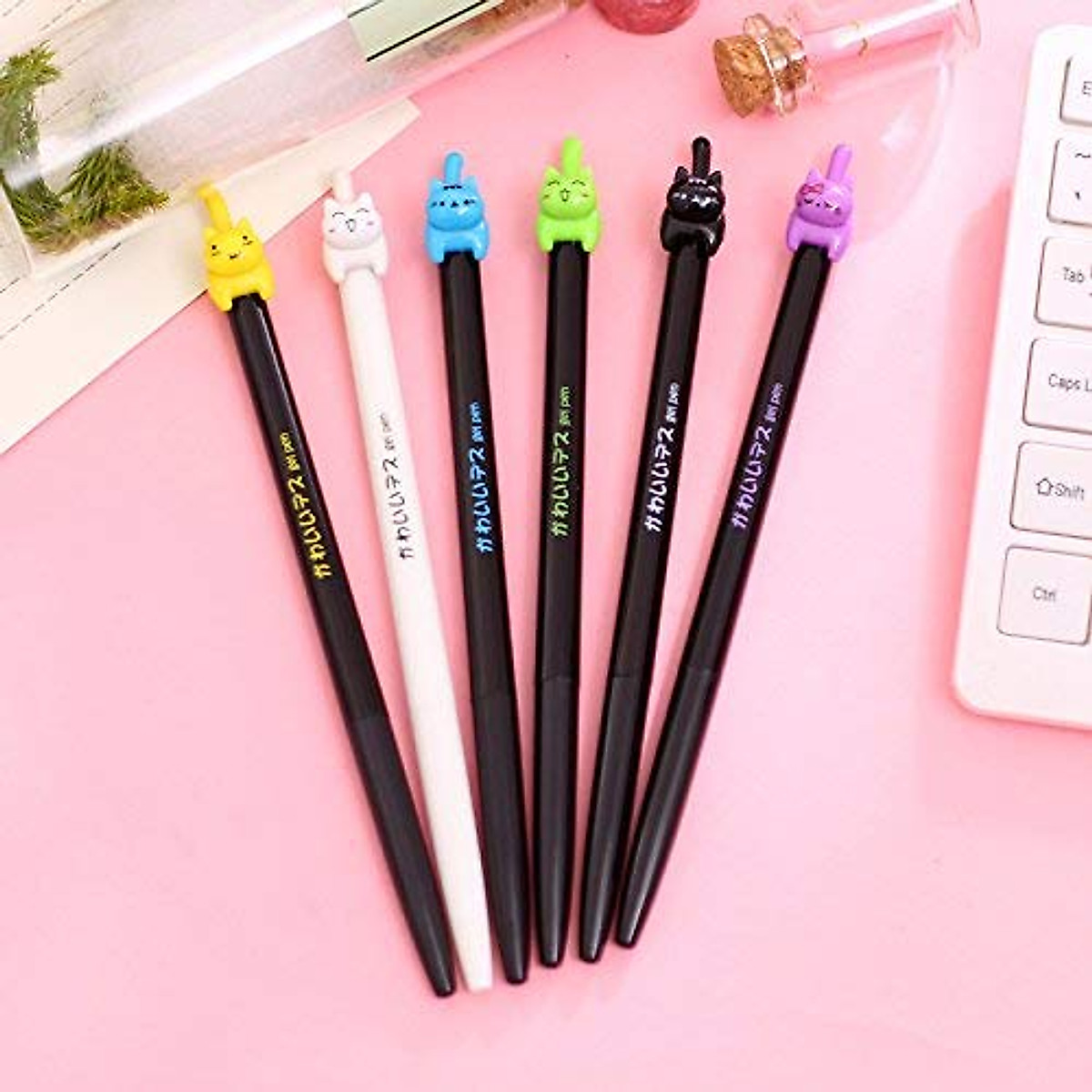 10 Pcs Cat and Dog Cute Pea Sprouts Luminous Color Cartoon Dust Plug Gel Pen Ball Pen Kawaii Stationery Zakka Office Material Escolar School Supplies Gift Set