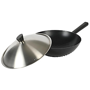 Kenmore Eugene 13 Inch Cast Aluminum Wok W/Lid - Matte Black