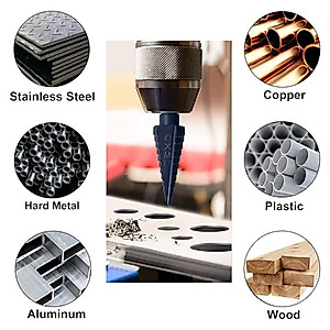 OXMUL Step Drill Bits for Metal, 1/8 to 1/2, Cobalt Bit, Heavy Duty for Stainless Steel,Metal, Aluminum, Wood, Copper, Wood, 13-Steps. #202