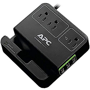 APC P3U3B 3-Outlet SurgeArrest Surge Protector with 3 USB Ports (Black)