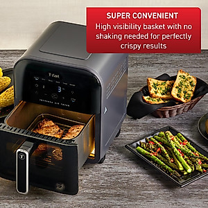 T-fal Infrared Air fryer, Premium Infra-heat Technology, 7 in 1, Extra Crispy, Fast Heat-up, 6.3 Quart, 1550W, Digital Touch screen, Black