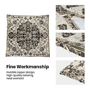 BETGINY Boho Pillow Covers 18x18, Black Ethnic Design Outdoor Decorative Throw Pillows for Couch, Carpet Pattern Decor Cushion Cover 2 Pcs Farmhouse Linen Pillowcase for Bed Car Safa