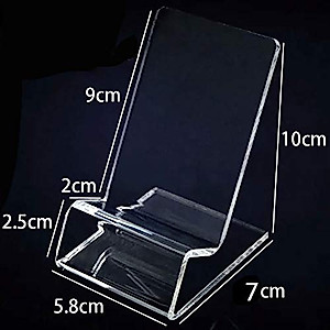 KeCool Universal Mobile Cell Phone Stand Clear Acrylic Display Mount Holder - Durable Transparent Rack Stand Holder for iPhone X 8 7 6s Plus 5s Samsung Huawei Max 5.5" Smartphone Shown (2 Packs)