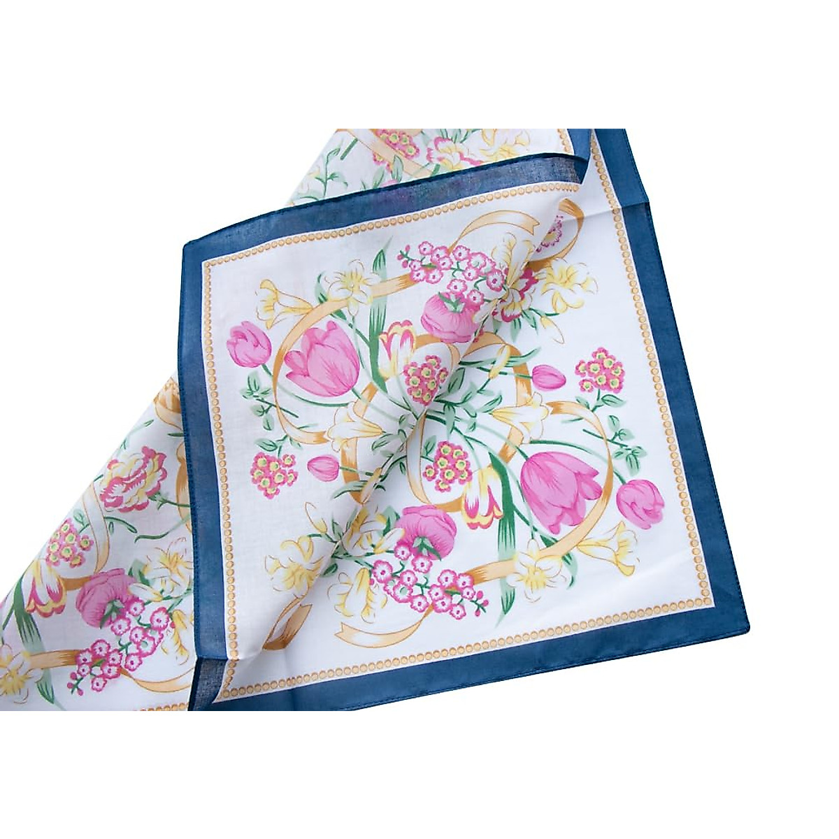 CoCoUSM Ladies Retro Style Vintage Floral Print Cotton Handkerchiefs 6PCS