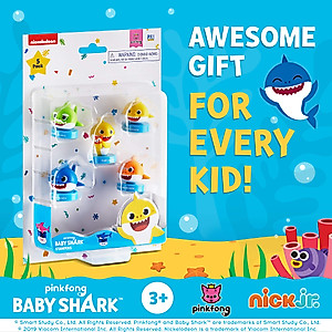 Baby Shark Toy Stampers Set of 5 – Self-Inking Baby Shark Toys, Action Figures, Party Decor, Birthday Party Supplies, Cake Toppers – Parent, Baby, Grandparent Sharks and William - Party Decor (B)