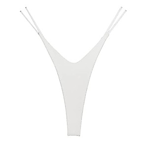 Cotton G String Thongs For Women Sexy Seamless Low Waist Panties High Slit Soft Underwear(XS, White)
