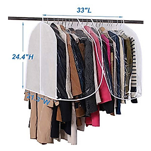 SLEEPING LAMB Extra Large Hanging Garment Rack Cover Storage with Clear PVC Window Dust Shoulder Cover Clothes Dress Suits Coat Protectors for Closet, 2 Packs, White