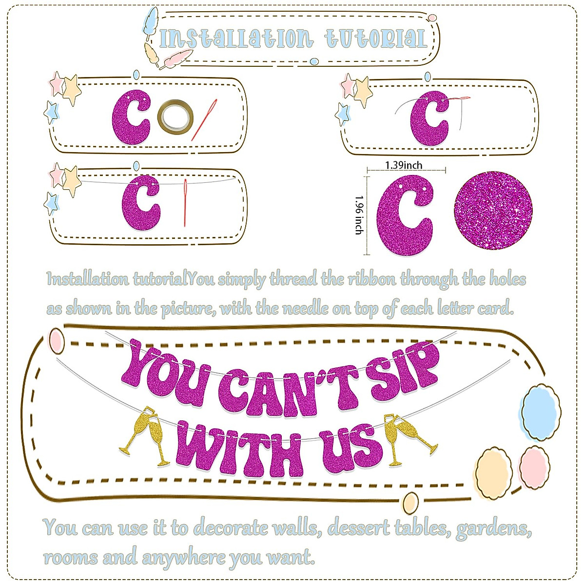 You Can't Sip With Us Banner, Mean Girl Party Decorations, Girls Night Decorations, Mean Girl Birthday Bachelorette Wedding Bridal Shower Party Decor Supplies Rose Red