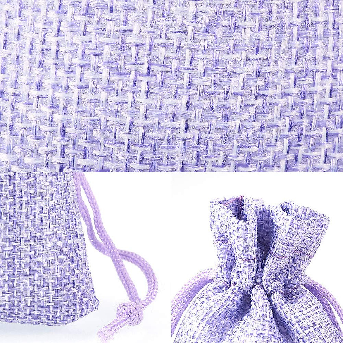 Tvoip 30Pack Burlap Bags with Drawstring Gift Bags Jewelry Pouch for Wedding Party and DIY Craft (Light Purple, 4 x 5.5 Inch)