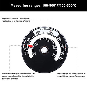 Frienda 1 Piece Wood Stove Thermometer Magnetic Oven Temperature Meter for Wood Burning Stoves Fire Stove Pipe Thermometer for Avoiding Stove Fan Damaged by Overheating