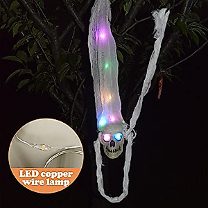 1Pc Luminous Decorative Scary Skull Pendant Halloween Party Skull Decor (White) Decor for Celebration Party