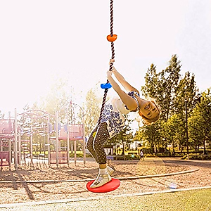 Unicam Climbing Rope Tree Swing for Kids with Platforms and Disc Swings Seat, Playground Swing Set, Outdoor Play Toys, Children Trees House Swing, with Carabiner and Strap Kit