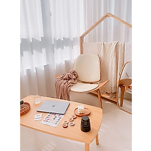 ZEFISON Hans Wegner Style Three- Legged Shell Chair Ash Plywood White Faux Leather Accent Chair Living Room Furniture Mid-Century Modern Shell Chair (Wood Color-White)