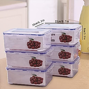 6 PCS Plastic Food Storage Containers with Lids, 100% BPA Free, Food Grade Materials, Dishwasher, Microwave and Freezer Friendly (Color : Blue)