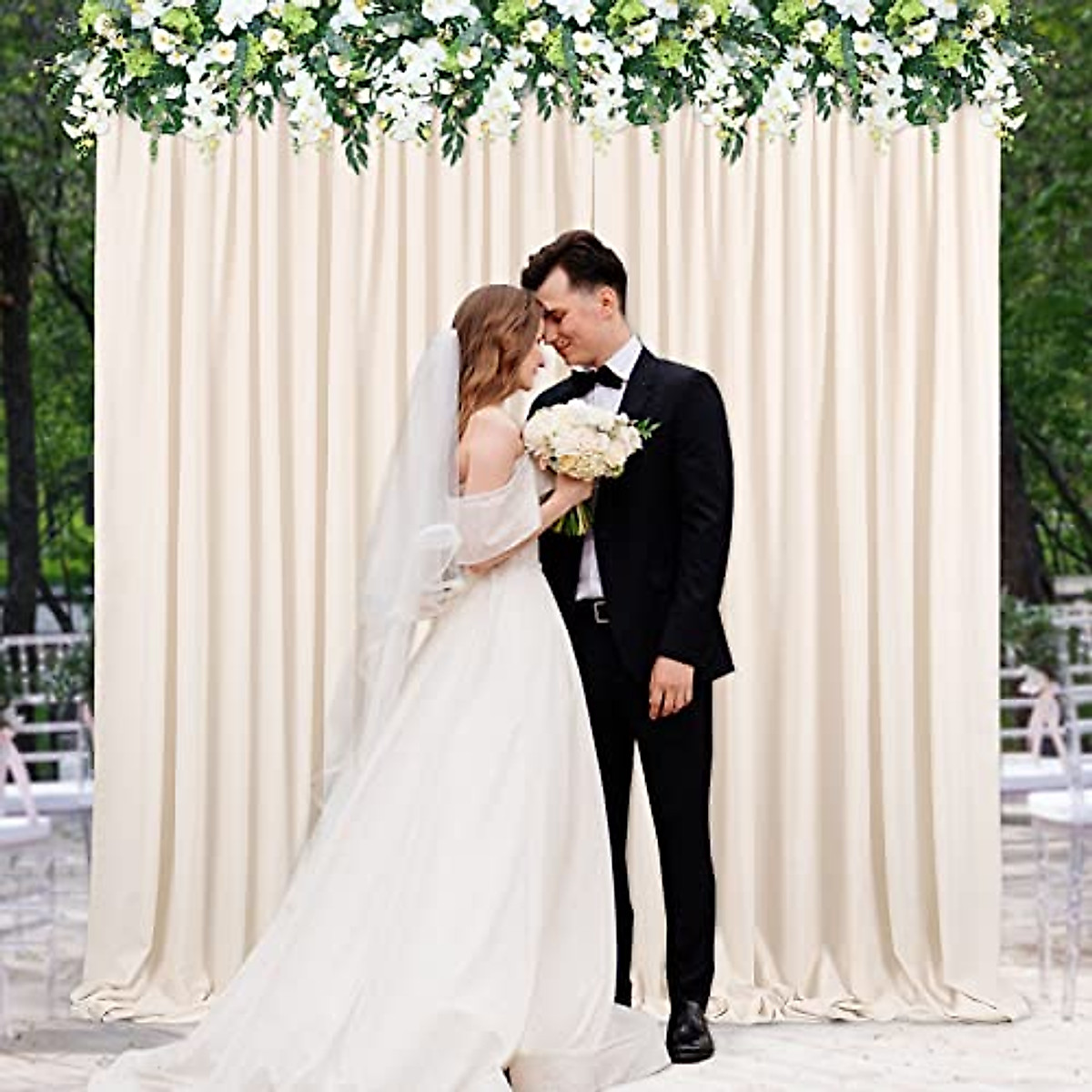 MoKoHouse 10ft x 8ft Champagne Backdrop Curtains for Parties Deep Champagne Backdrop Drape for Birthday Wedding 2 Panels 5ft x 8ft