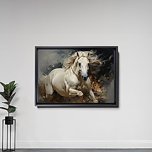 Majestic Black Stallion Galloping In The Clouds, Black Horse On Salt Flats, Canvas Print, Black Horse Print, Black Horse Wall Art
