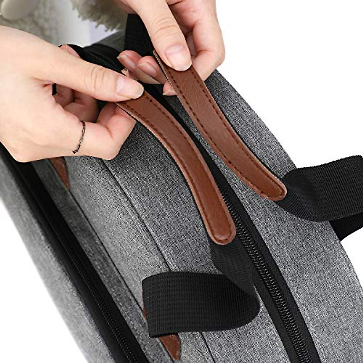 Shinyzone Cross Stitch Storage Bag Grey,Embroidery Projects Bag,Sewing Crafts Storage Tote Bag,Knitting Bags with Zipper Pockets Organiser for Embroidery Hoops,Charts and Threads