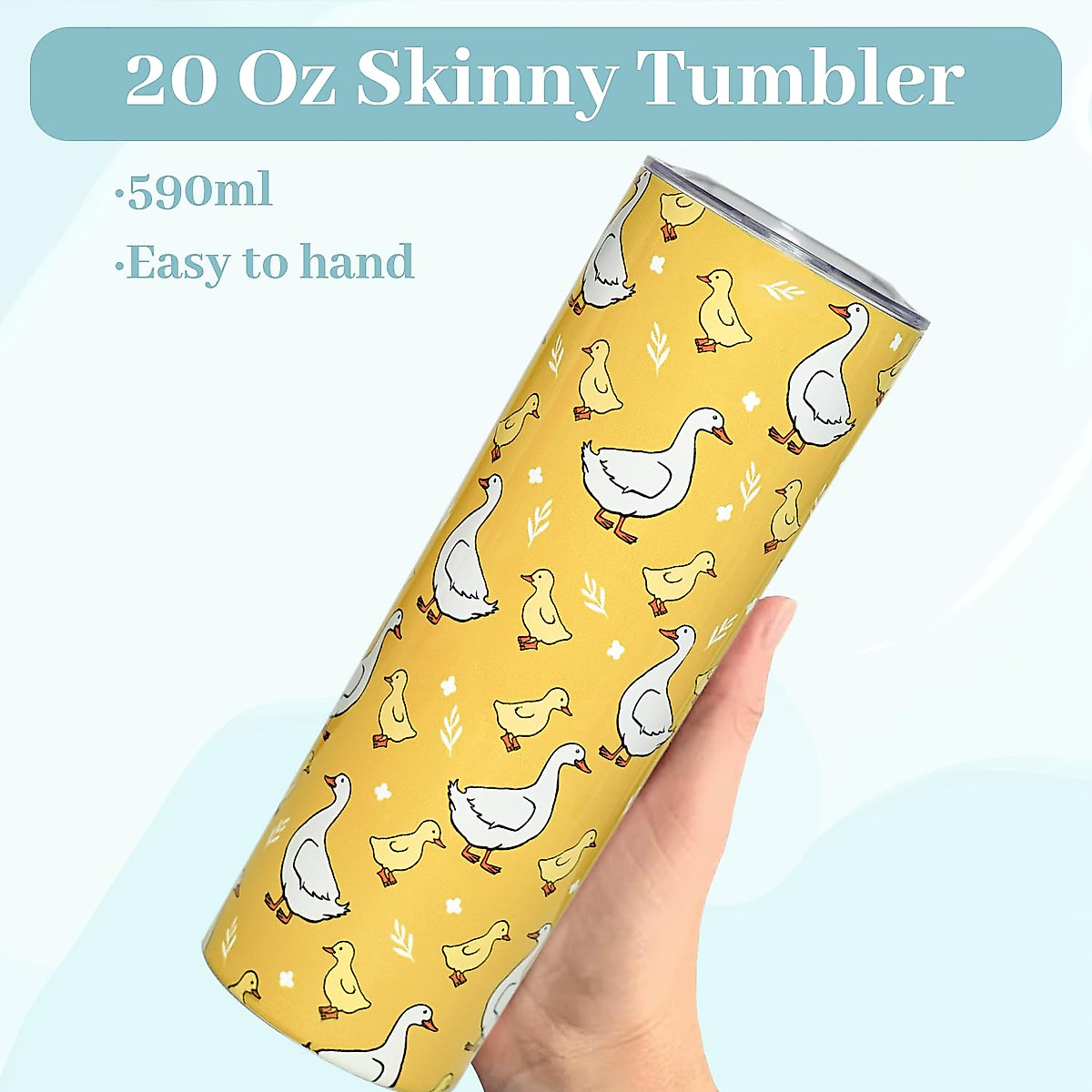 Yellow Duck Tumbler 20 Oz, Cute Duck Gifts for Women Girls, Duck Tumbler Coffee Mug Cup Water Bottle Drinking Cup for Cold or Hot Drinks, Duck Stuff Accessories Things