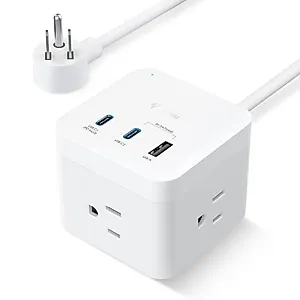 GONEO Power Strip with USB C Ports - 30W High-Speed Charging Station with 3 Outlets, 2 USB C Ports for iPhone 14/13 Series, 5 ft Extension Cord, Travel Home Office Cruise Essential