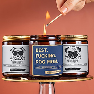 Best Dog Mom Funny Lavender Vanilla Scented Soy Candle - Dog Mom Gifts for Women, Birthday Gift from Dog, Dog Lovers Gifts, Personalized Dog Mama Gift Ideas, Dog Decor, Hand-Poured, 9 oz