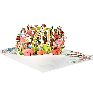 GREETING ART 70th Birthday Card with Pop-Up Design, Laser Cut, Folds Flat, Includes Envelope and Note Card