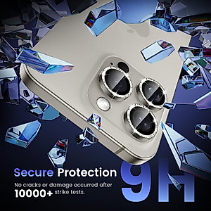 Tensea for iPhone 16 Pro Max/16 Pro/15 Pro Max/15 Pro/12 Pro Max Camera Lens Protector, Metal Aluminum Alloy Tempered Glass Cover Camera Screen Protector Accessories, Case Friendly