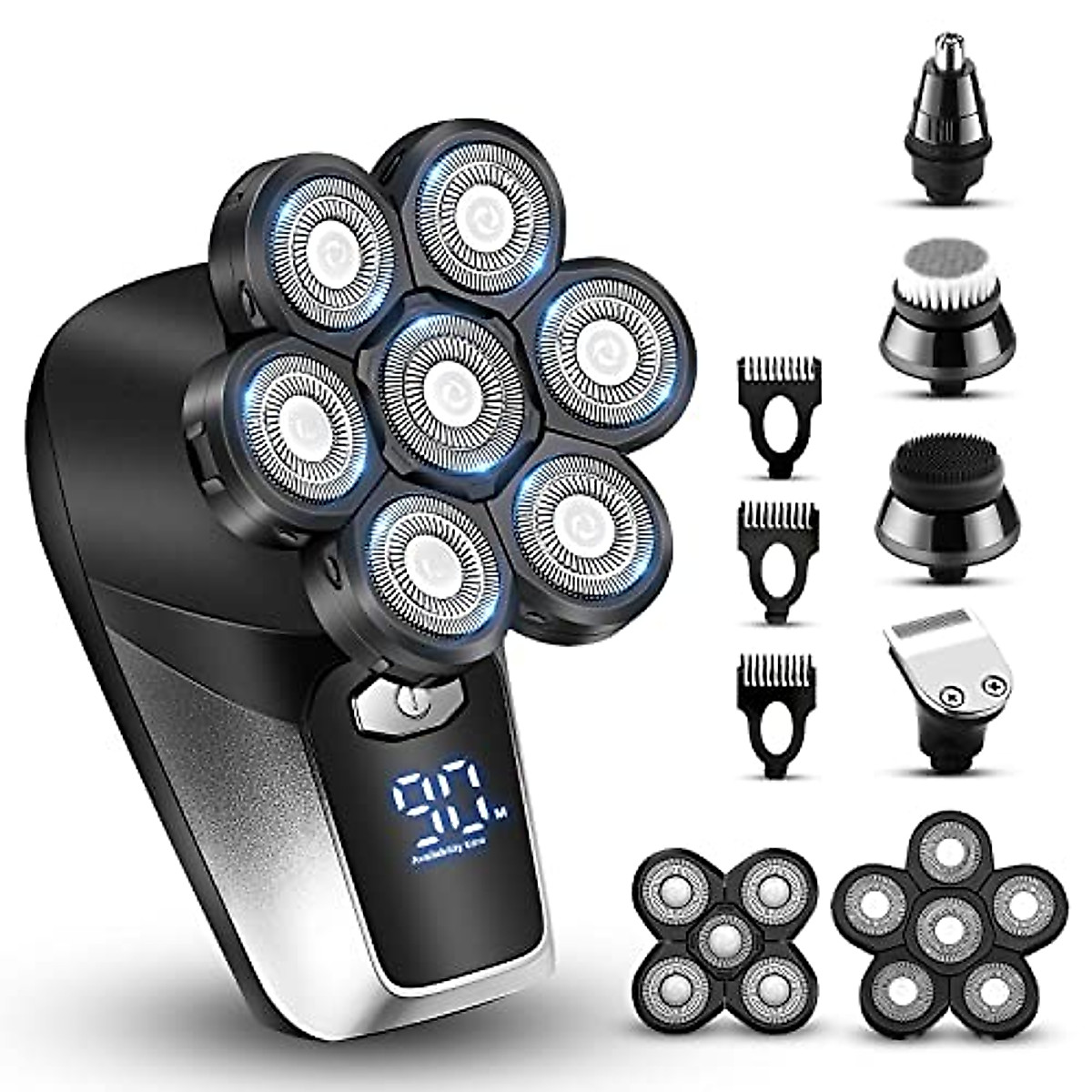 vsmooth Head Shavers for Bald Men Rotary Shavers Multifunctional Close Face Shaving for Man Cordless Electric Shaver for Balding Head Men Waterproof Electric Razor Mens Rechargeable Bald Head Shavers