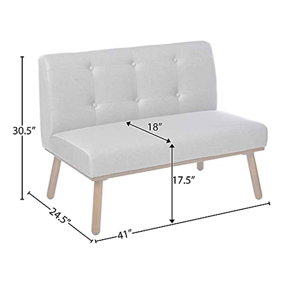 The Mezzanine Shoppe Playmate Upholstered Tufted Armless Loveseat, 40.5", Gray