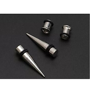 FANBODTA Stainless Steel Ear Gauge Taper Stretching and Single Flare Plugs Flesh Tunnel Kit (1G - 7mm) 2 Steel Tapers & 2 Steel Tunnels (4 Pieces) Tunnels Ear Stretching Kit Gauges Gauging Plugs