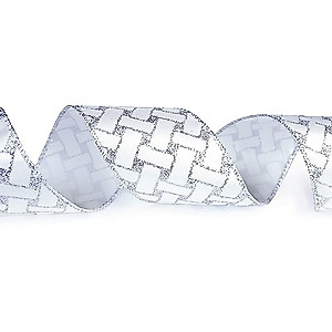 Christmas Ribbon Wired, 6 Rolls 2.5 Inch 36 Yard Silver Sheer Glitter Organza Wired Edge Ribbons for Christmas Tree, Gift Wrapping, Assortment Ribbon for Crafts, DIY, Christmas Tree Ribbon