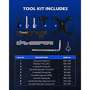 Orion Motor Tech Timing Tool Kit Compatible with Ford Focus Fiesta Mazada 1.5 1.6 VCT Ecoboost Engine, 303-1097 303-748 303-1550 303-1552 303-376