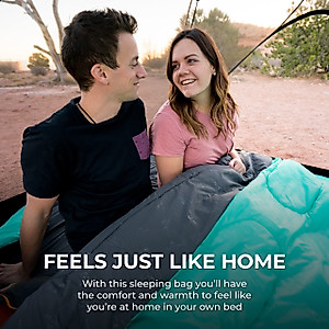 TETON Sports Cascade Double Sleeping Bag; Lightweight, Warm and Comfortable for Family Camping, Teal, 87" x 60"