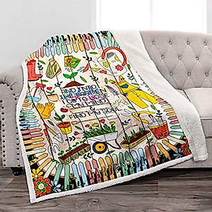 Gardening Lover Gift,Plant Lover Gift,Garden Gift for Women Cartoon Gardening Blanket,Blanket Gifts for Gardeners Soft and Fuzzy Fleece Throw Blanket for The Couch,50" X 60"