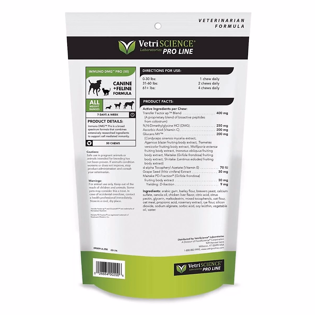 VetriScience Immuno DMG Pro - Immune System Support for Dogs & Cats - Supplement Formula for Liver & Kidney Health Support - Antibody Production & Antioxidant Support for Pets - 50 Chews