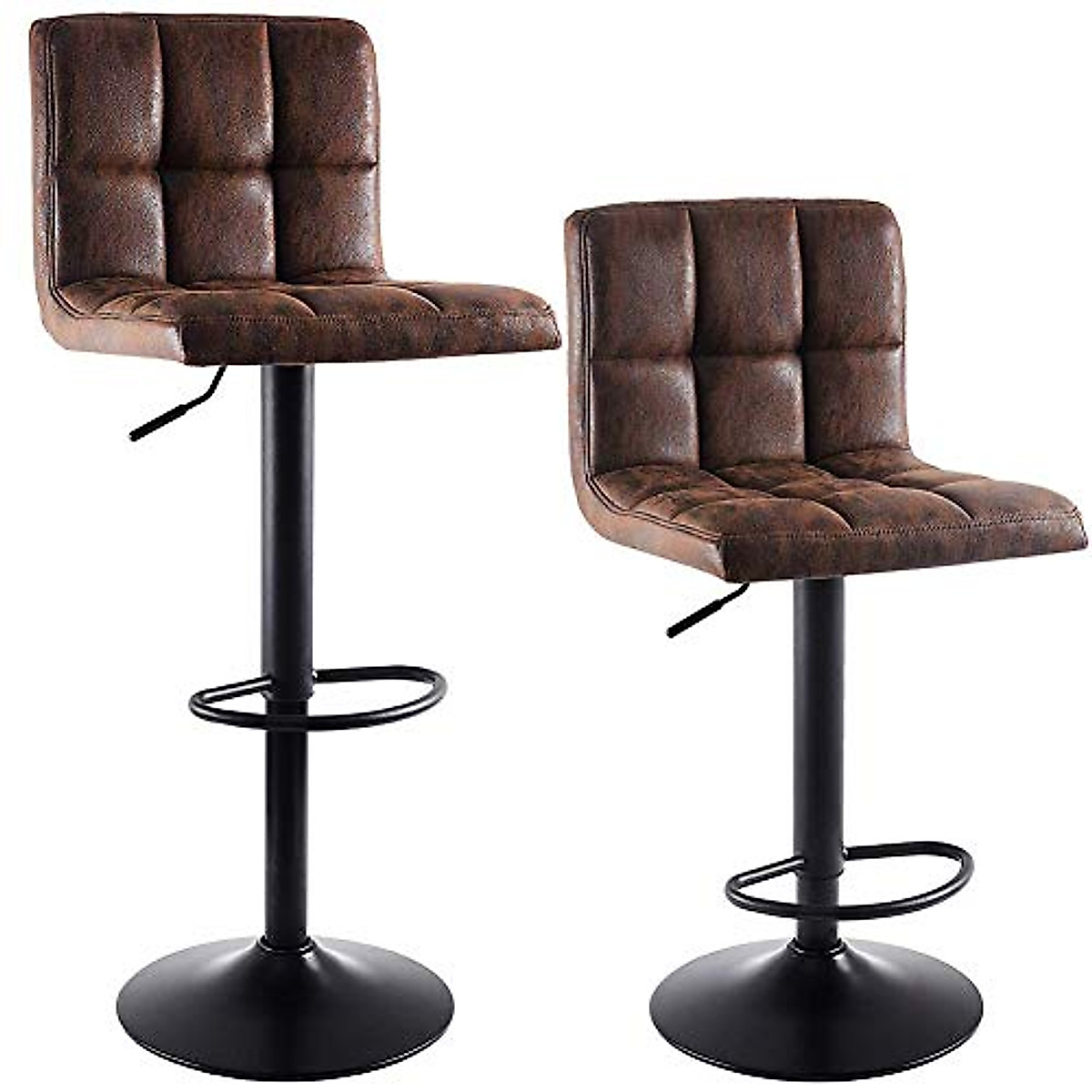 SUPERJARE Bar Stools Set of 2-360° Swivel Barstools with Back, Adjustable Height Bar Chairs, Modern Counter Height Chairs for Pub Kitchen, Vintage Brown, Fabric