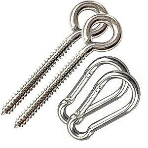 AIVOOF Hammock Hanging Kit, Heavy Duty Swing Hangers Eye Hooks for Hanging Swing Stainless Steel Hammock Hook Carabiner Set Swing Hardware for Yoga Hammock Swing Chair Indoor Outdoor