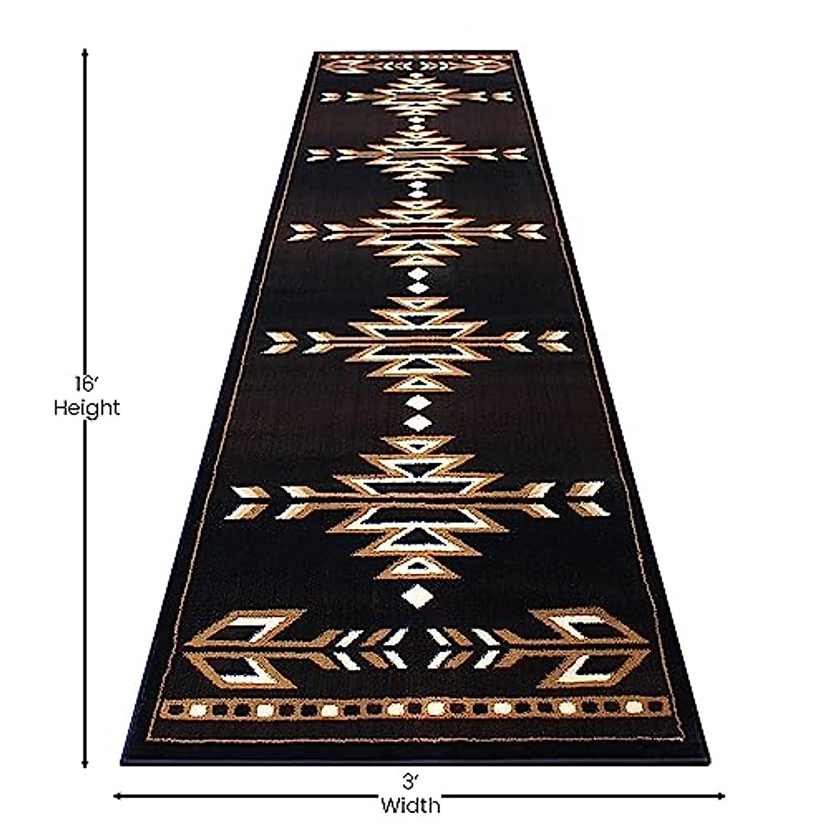 Flash Furniture Amado Collection Rustic Southwestern Area Rug - Non-Shedding Brown Olefin Fibers - 3' x 16' - Jute Backing - Bedroom, Living Room, Entryway