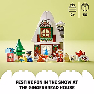 LEGO DUPLO Santa's Gingerbread House Toy with Santa Claus Figure, Stocking Filler Gift Idea for Toddlers, Girls and Boys Age 2 Plus, 10976