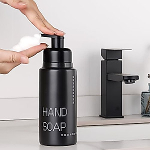 Bosilunlife Foaming Soap Dispenser - Foam Hand Soap Dispenser Pump Bathroom Foaming Hand Soap Dispenser Bottle Refillable Ceramic Black Foaming Soap Dispenser for Kitchen Sink