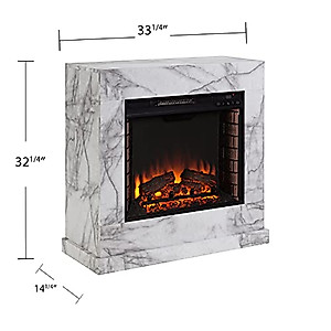 SEI Furniture Dendale Faux Marble Electric Fireplace, White-Gray Veining