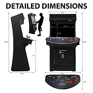 Creative Arcades Slim Full Size Stand-Up Commercial Grade Arcade Machine | 4 Player | 3500 Games | 32" LCD Screen | 4 Sanwa Joysticks | Trackball | 2 Stools Included | 3 Year Warranty