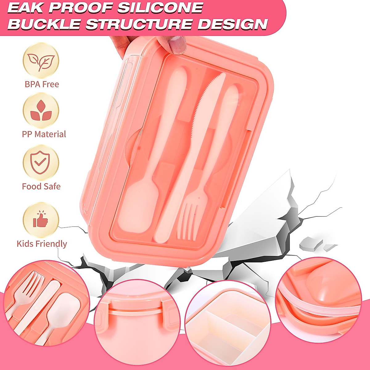 77 Pieces Bento Box Lunch Box Kit Large Pink Insulated Lunch Bag 3 Layer Stackable Leakproof Lunch Box Containers with Cup,Lunch Bag,Spoon,Fork,60 Pieces Lunch Box Notes for Girl Women (Rose Red)