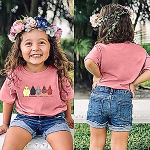 VILOVE Chicken Farmer Toddler T-Shirt Cute Chicken Farm Cotton Boy Girl Clothes (Pink, 4-5T/Tag120, 4_Years)