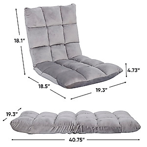 Nouva Gaming Floor Chair Adjustable 14-Position Floor Sofa Bed Foldable Floor Cushions Seating Video Game Chairs Bean Bag Chair Reading Chair for Adults Kids Teens for Bedroom Living Room Indoor,Grey