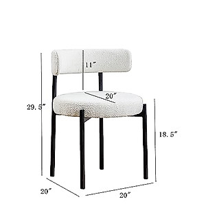 Locus Bono Boucle Dining Chairs Set of 4, Modern Upholstered Dining Room Chairs, Armless Kitchen Chair for Dining Room, Living Room, Black Metal Legs (4 PCS, White)