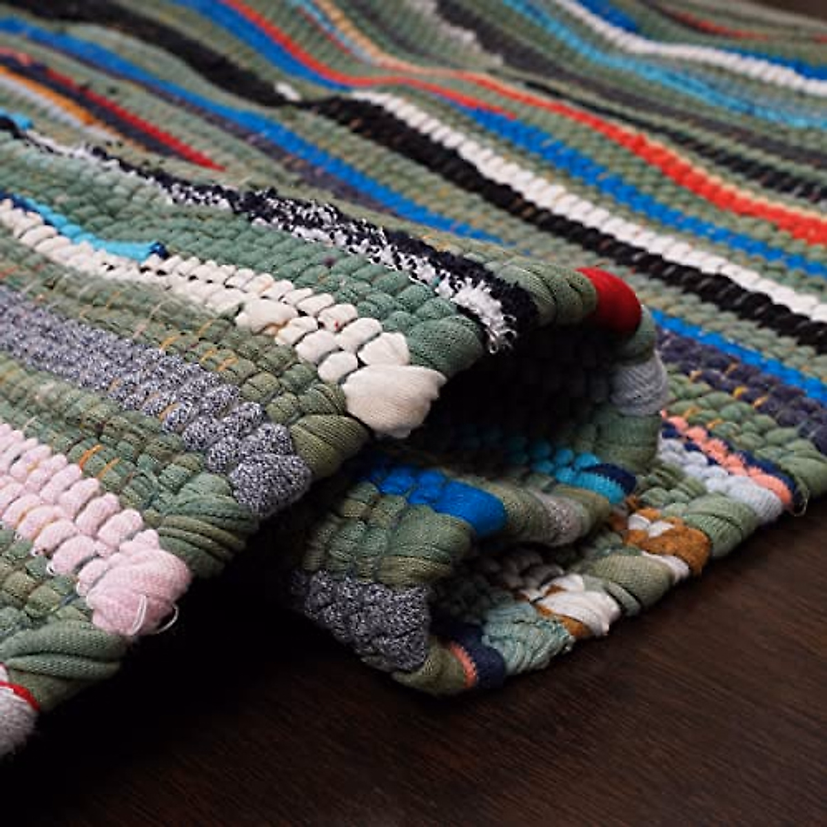 HOMEMONDE Multi 20x32 Inch Chindi Rugs Entryways Small Doormats Carpet Rustic Farmhouse Eco-Friendly Bohemian Area Rug