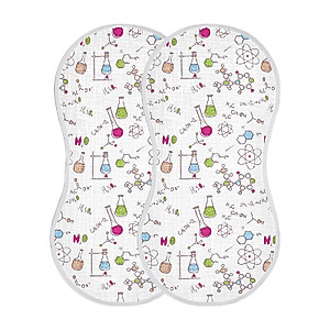 vvfelixl Muslin Burp Cloths Chemistry Pattern Baby Washcloths for Baby Girl Boys 2 Pack White
