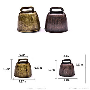 3Pcs Cattle Farm Animal Copper Super Loud Bronze Bell Cow Horse Sheep Grazing Copper Bells Metal Pet Bells Bronze Bell (Red Copper)