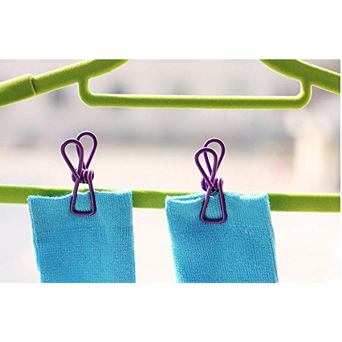 WOIWO 30Pcs Multi-Purpose Stainless Steel Wire Clips Pins Hanging Clips Hooks Assorted Colors